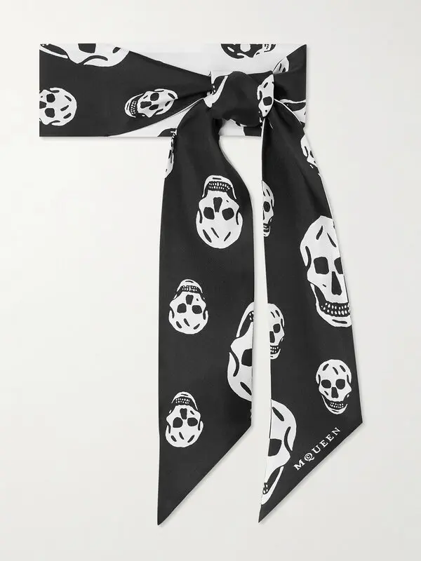 Alexander McQueen Printed Silk-twill Scarf - Black