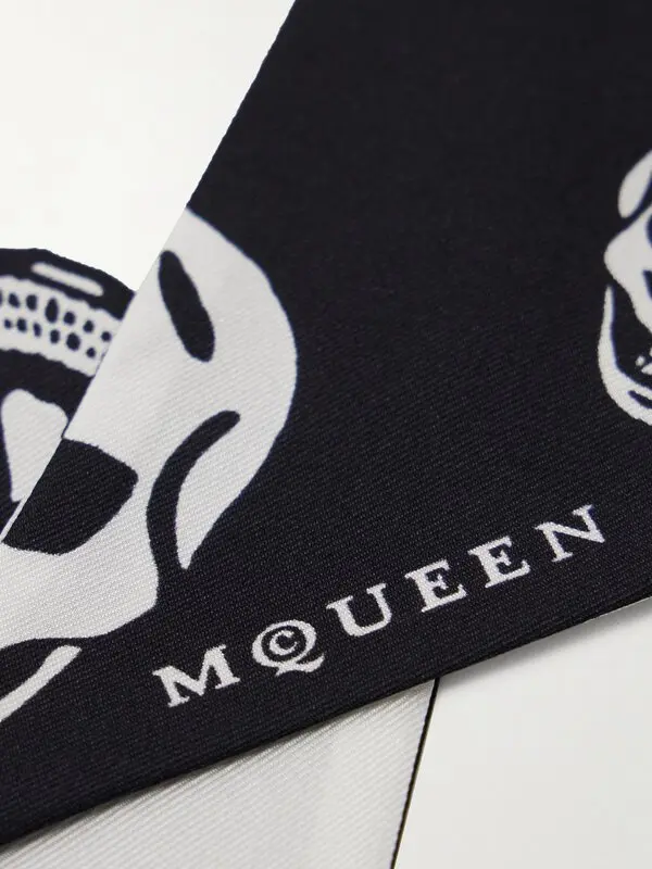 Alexander McQueen Printed Silk-twill Scarf - Black