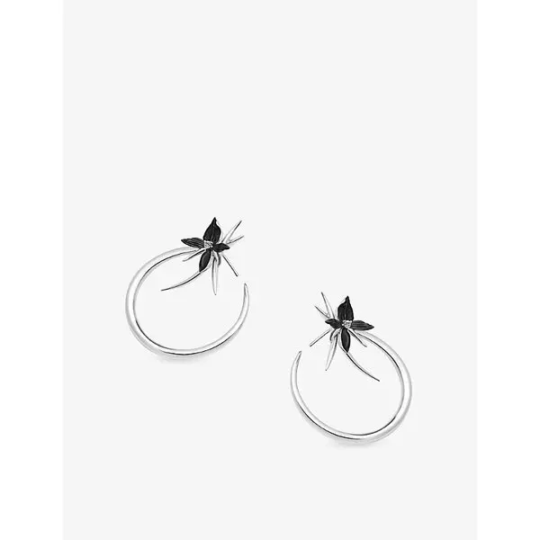 SHAUN LEANE Black Orchid Diamond Hoop Earrings - Silver