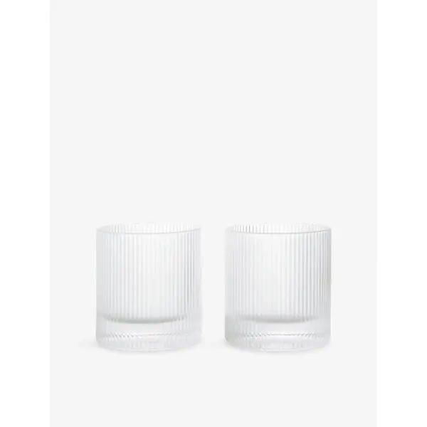 FERM LIVING Ripple Set Of Two Glass Tumbler Glasses 9cm - Clear