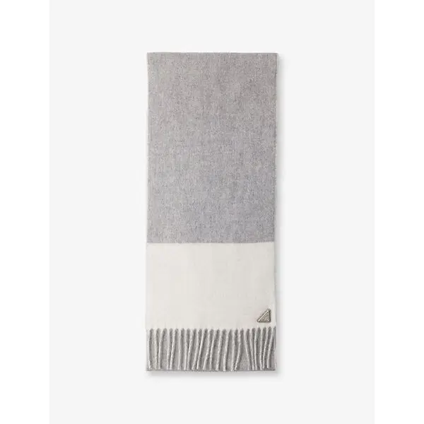 Prada Colour-block Cashmere Scarf - Grey