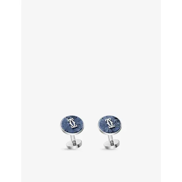 CARTIER Double C De Sterling-silver And Dumortierite Cufflinks - Silver And Blue