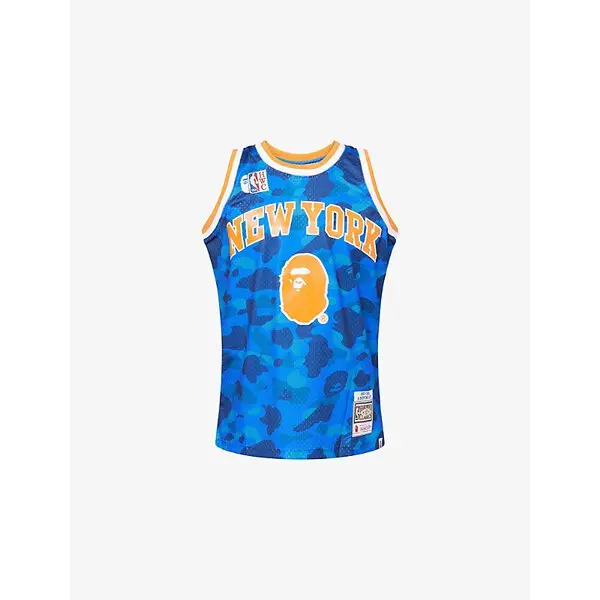 A BATHING APE Nba Knicks Camouflage-print Mesh Jersey