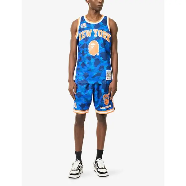 A BATHING APE Nba Knicks Camouflage-print Mesh Jersey