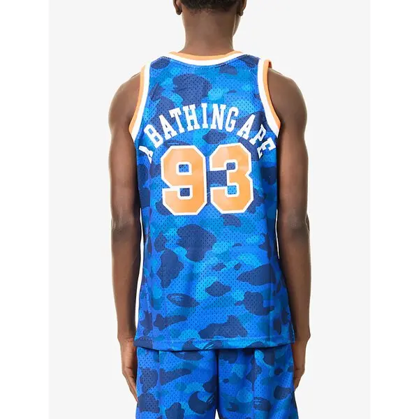 A BATHING APE Nba Knicks Camouflage-print Mesh Jersey
