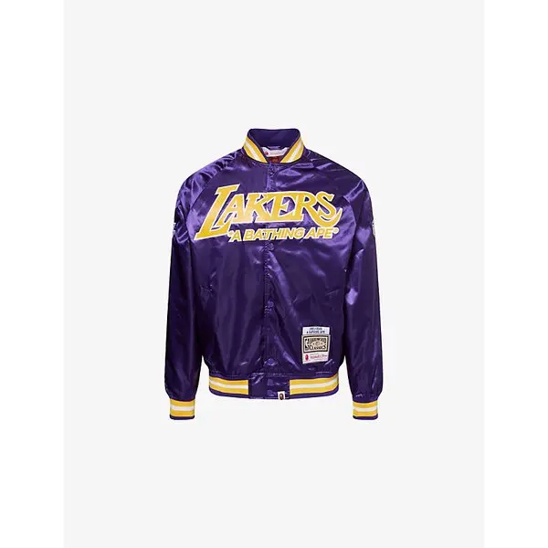 A BATHING APE Nba Lakers Logo-embroidered Satin Jacket