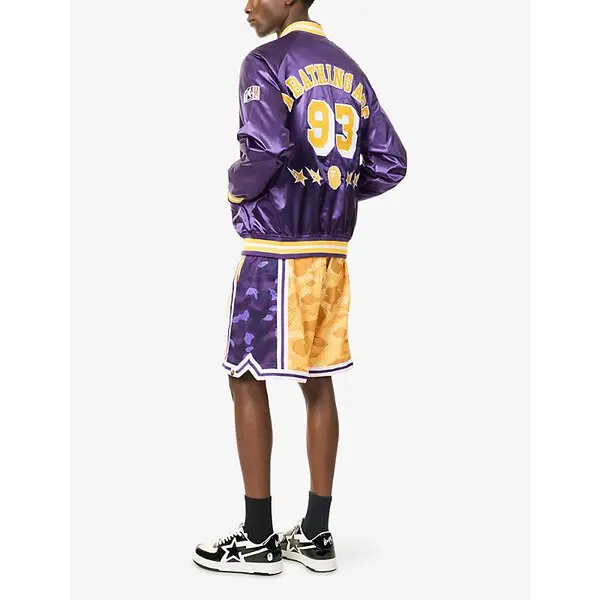 A BATHING APE Nba Lakers Logo-embroidered Satin Jacket