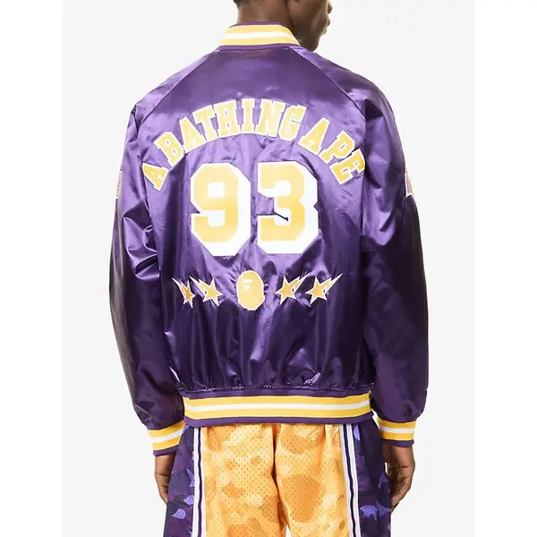 A BATHING APE Nba Lakers Logo-embroidered Satin Jacket