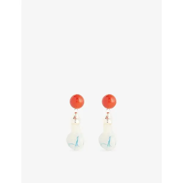 Completedworks Beak Sterling-silver, Resin And Agate Drop Earrings - Red / Blue