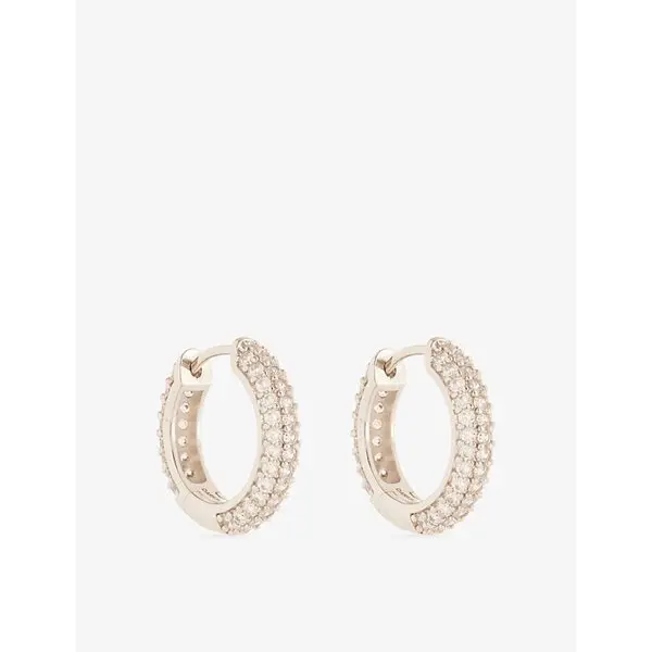 DARKAI 18ct Gold-plated Diamond Hoop Earrings - White