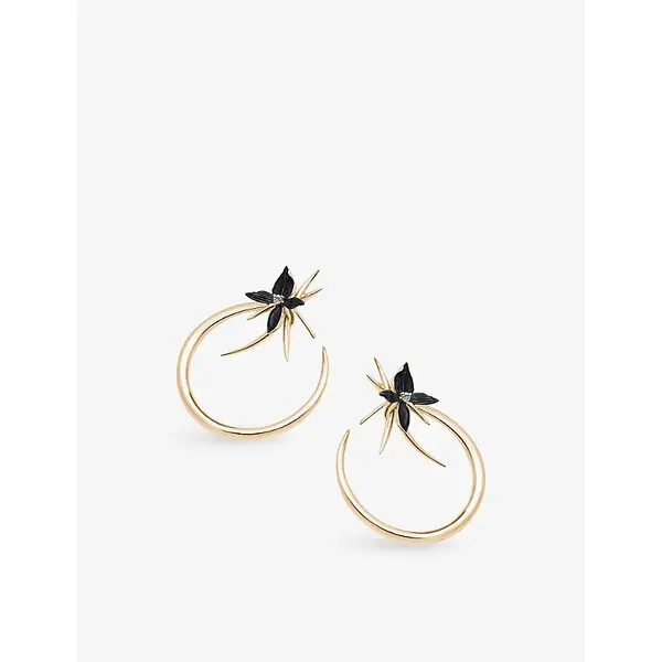 SHAUN LEANE Black Orchid Diamond Hoop Earrings - Yellow Gold Vermeil