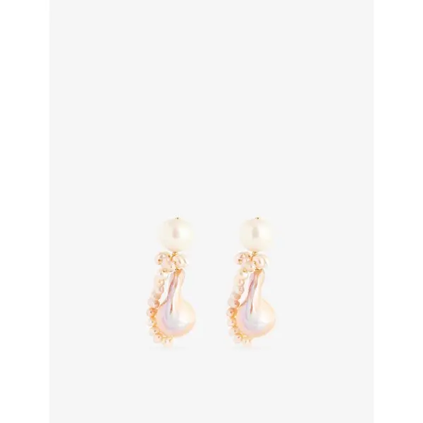 Completedworks Asymmetric Baroque Pearl Drop Earrings - Silver