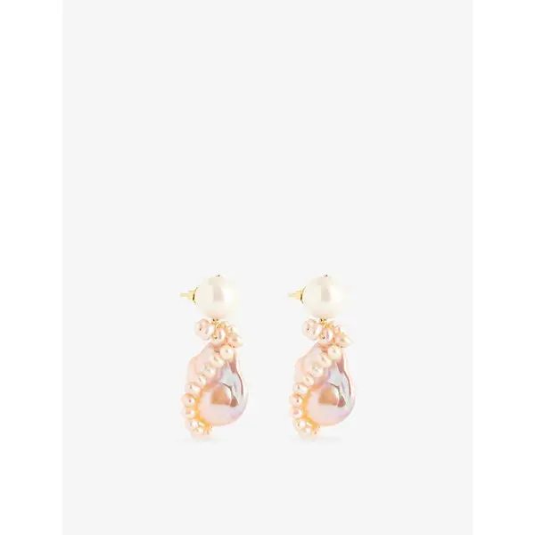 Completedworks Asymmetric Baroque Pearl Drop Earrings