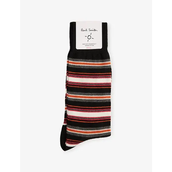Paul Smith Margate Striped Cotton-blend Crew Socks - Black