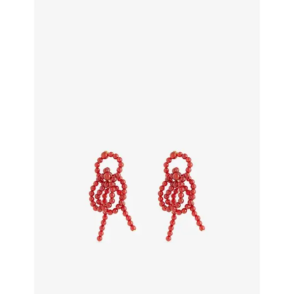Completedworks Sterling-silver And Agate Drop Earrings - Red