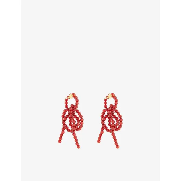 Completedworks Sterling-silver And Agate Drop Earrings - Red