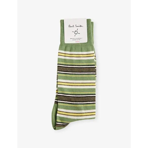 Paul Smith Margate Striped Stretch-cotton Blend Socks - Green