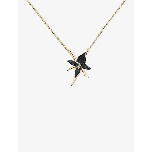 SHAUN LEANE Black Orchid Diamond Flower Necklace - Yellow Gold Vermeil