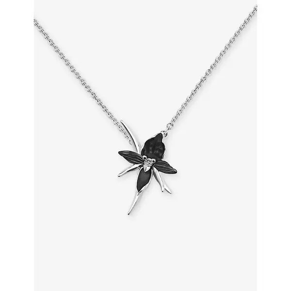 SHAUN LEANE Black Orchid Diamond And Sterling Flower Necklace - Silver