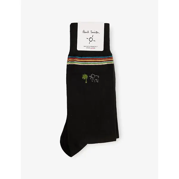 Paul Smith Holiday Embroidered Cotton-blend Socks - Black