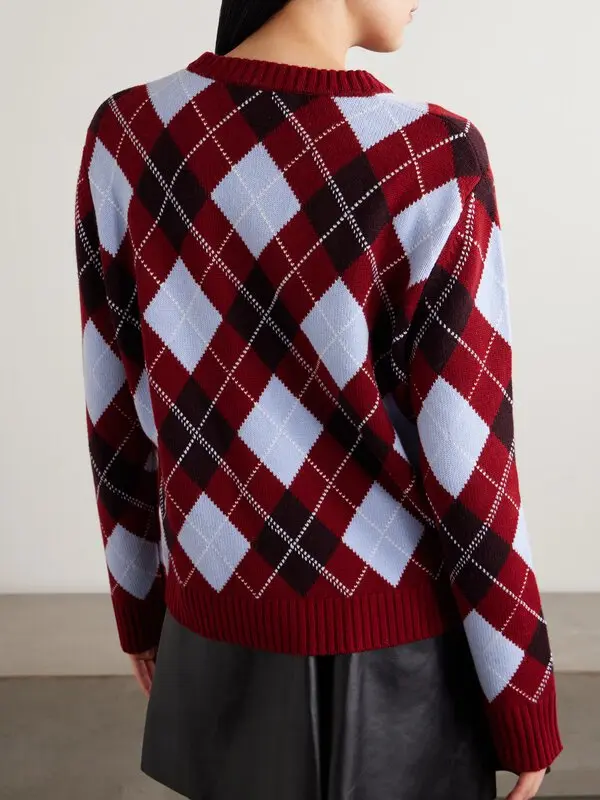 LA LIGNE Argyle Wool And Cashmere-blend Sweater - Multi