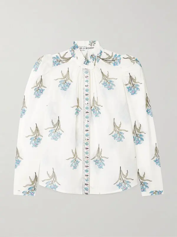 Alix Of Bohemia Artemis Sky Floral-print Shirt - Neutrals
