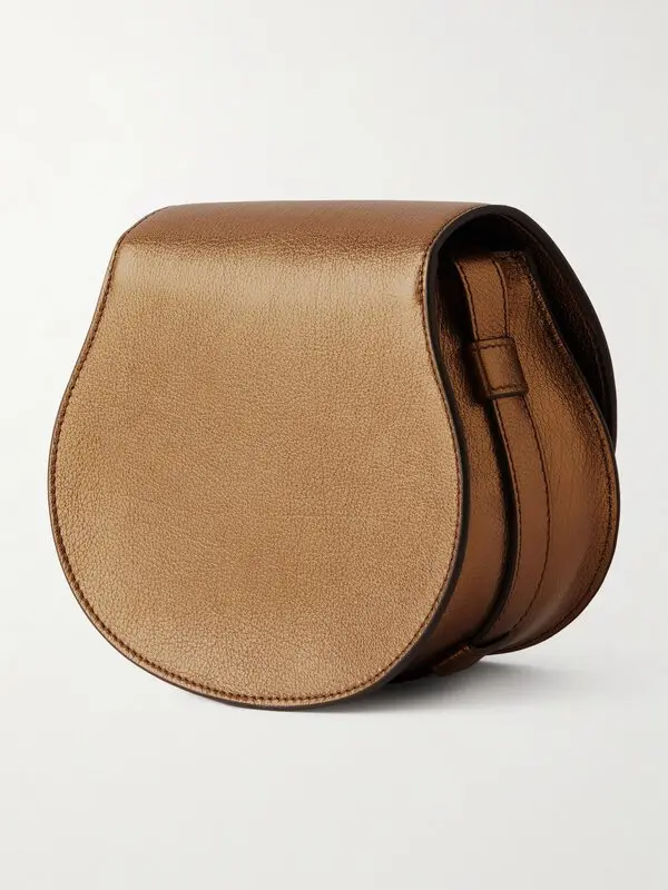 Chloé Marcie Metallic Crinkled-leather Shoulder Bag