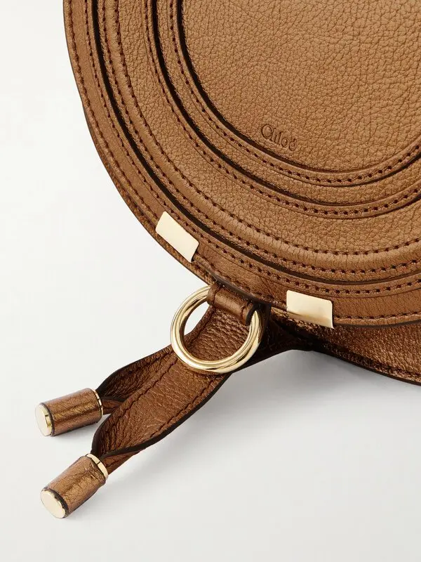 Chloé Marcie Metallic Crinkled-leather Shoulder Bag