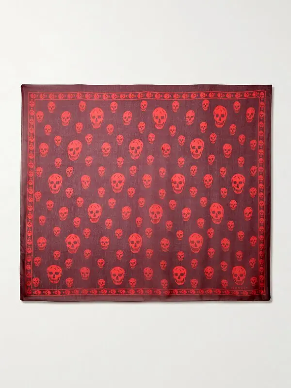 Alexander McQueen Printed Silk-chiffon Scarf - Red