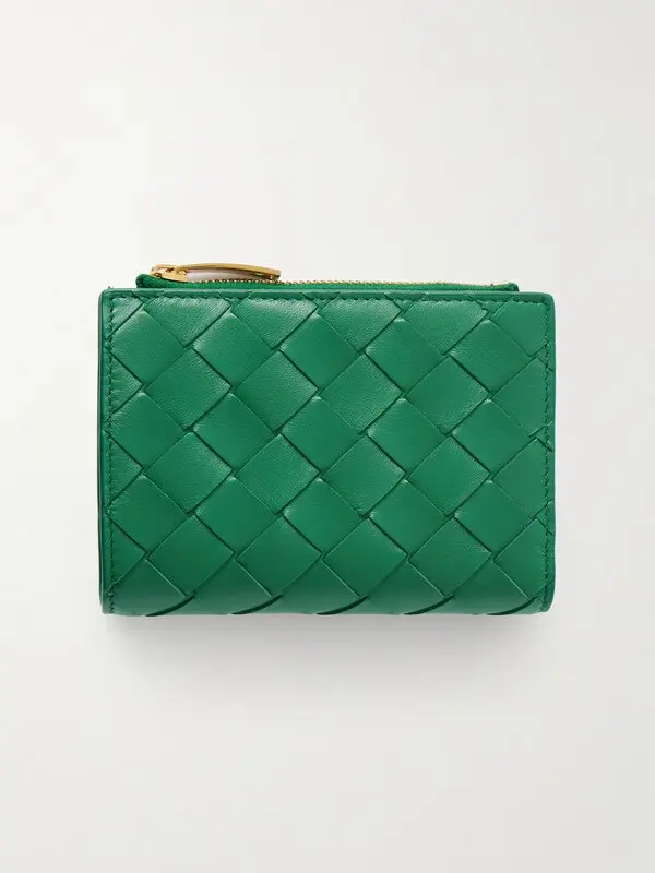 Bottega Veneta Intrecciato 15 Leather Wallet - Green