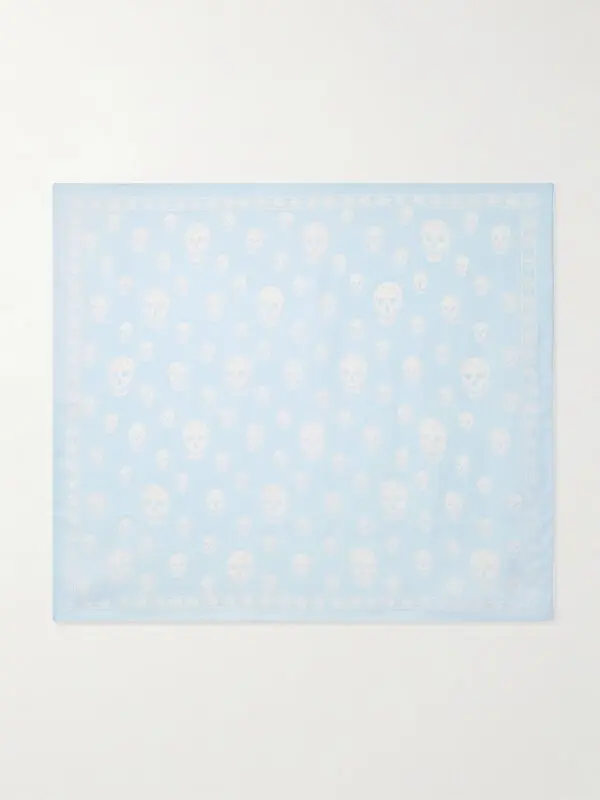 Alexander McQueen Printed Silk-chiffon Scarf - Blue
