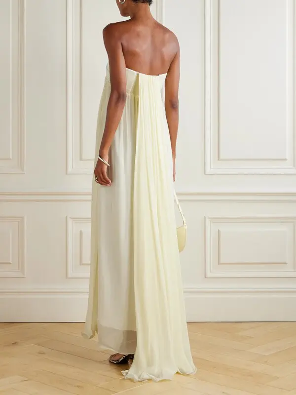 Posse Solene Strapless Draped Maxi Dress - Yellow