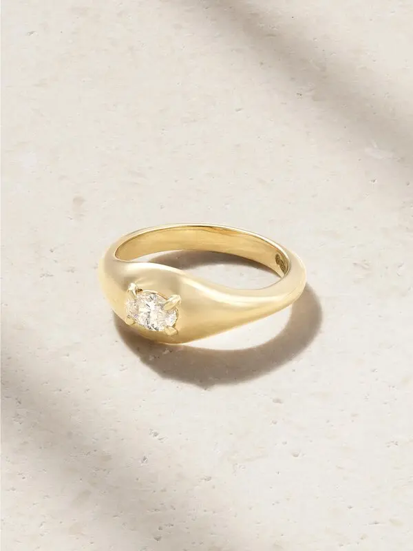 STONE AND STRAND 14-karat Diamond Signet Pinky Ring - Gold