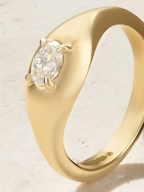 STONE AND STRAND 14-karat Diamond Signet Pinky Ring