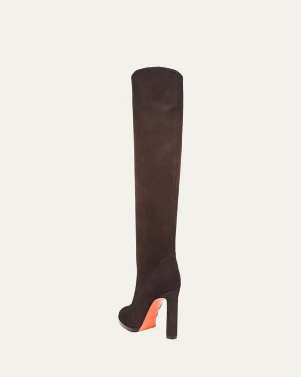 Santoni Andy Suede Stiletto Knee Boots