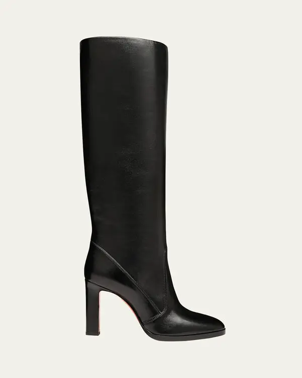 Santoni Andy Leather Stiletto Knee Boots