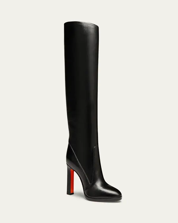 Santoni Andy Leather Stiletto Knee Boots