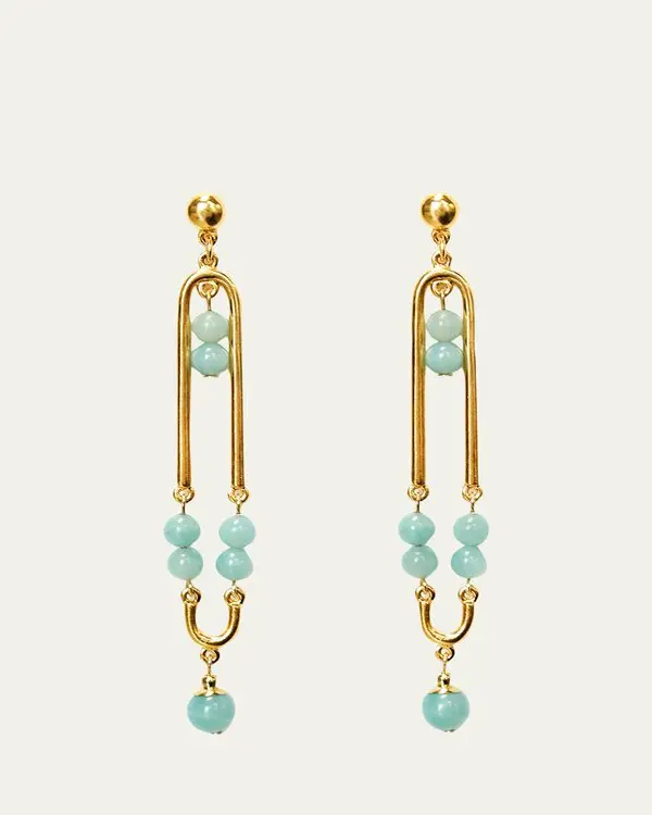 BEN-AMUN Bead Statement Dangle Earrings - Jade