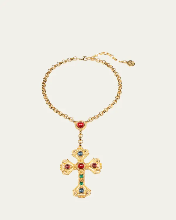 BEN-AMUN Long Cross Pendant Necklace - Gold