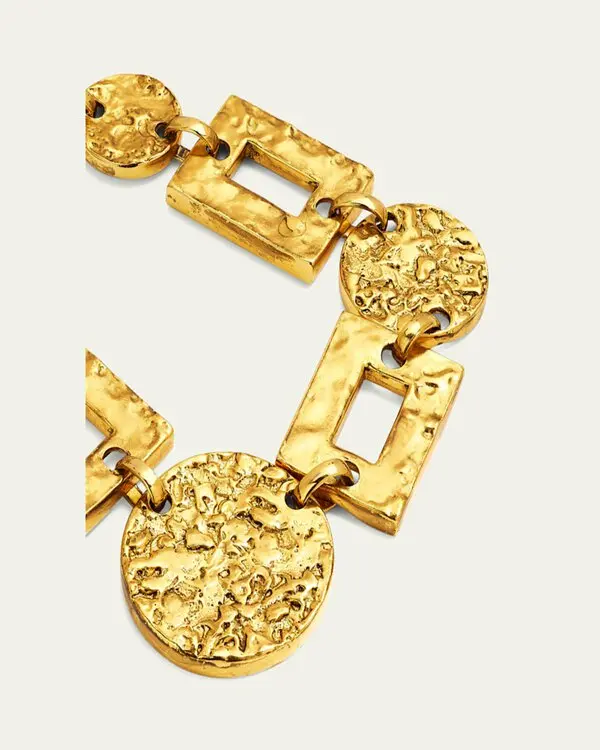BEN-AMUN 24k Electroplated Round And Rectangular Necklace