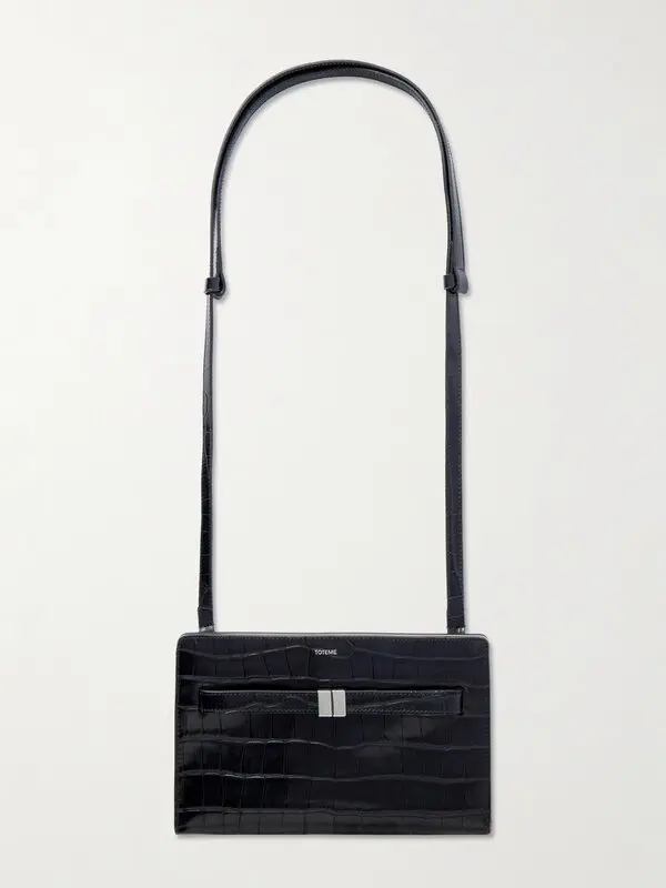TOTEME Belted Croc-effect Leather Shoulder Bag
