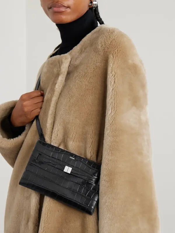 TOTEME Belted Croc-effect Leather Shoulder Bag