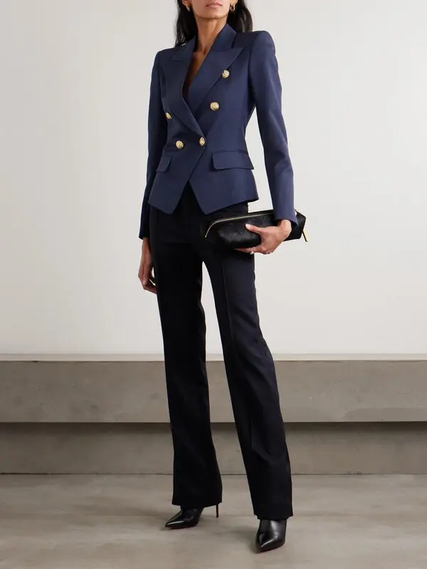 Balmain Double-breasted Grain De Poudre Wool Blazer