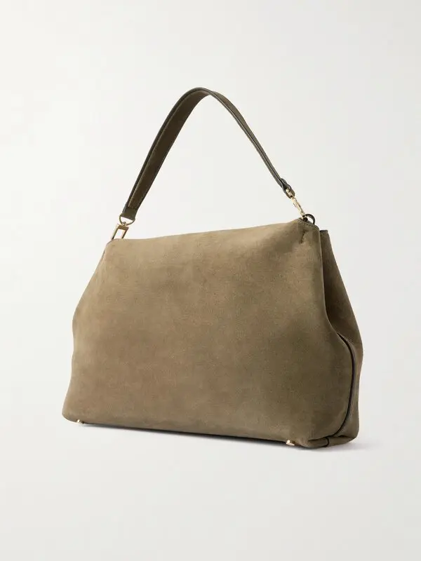 TOTEME T-lock Large Suede Shoulder Bag - Brown