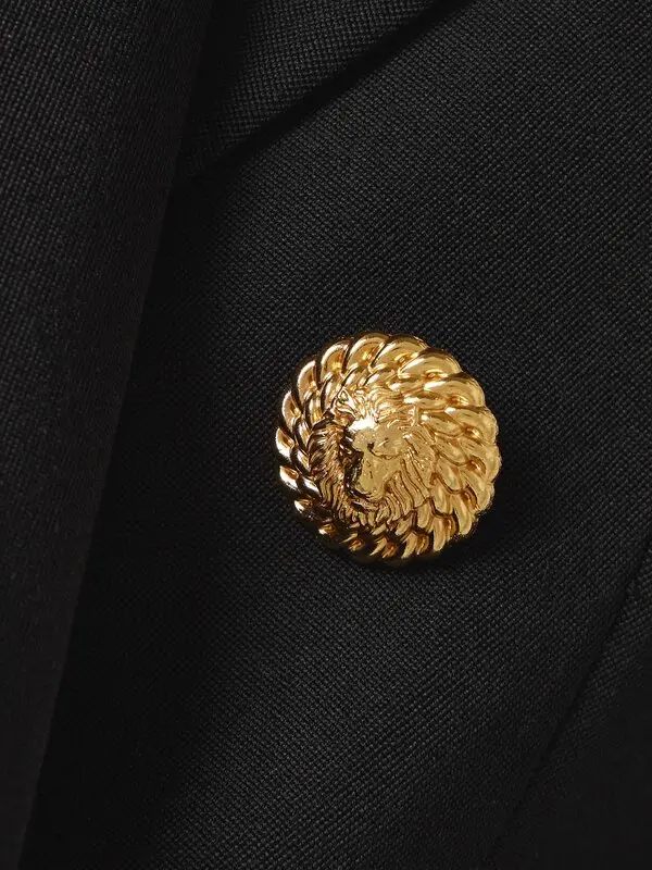 Balmain Double-breasted Grain De Poudre Wool Blazer - Black