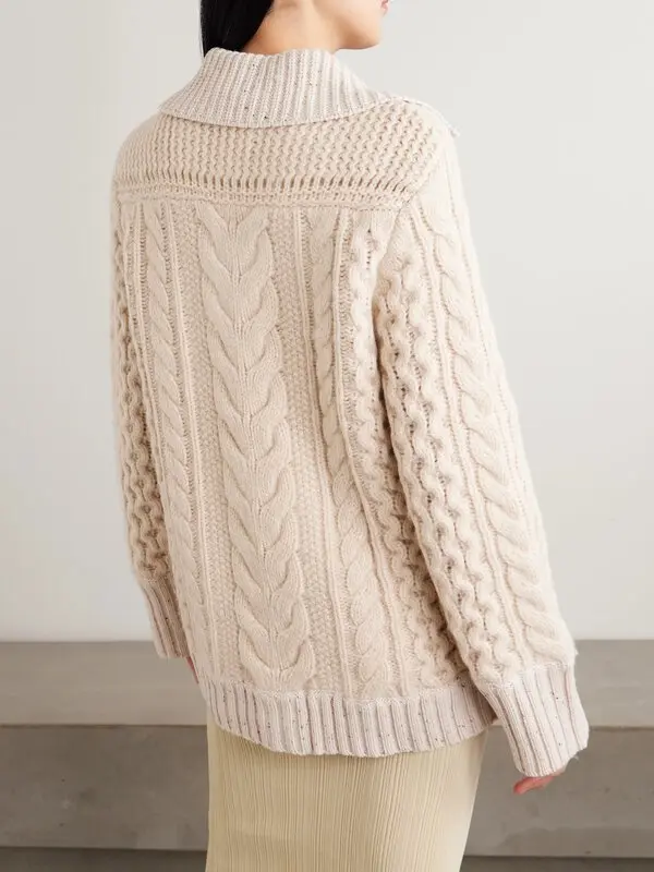 LA LIGNE Nuage Cable-knit Merino Wool And Cashmere-blend Cardigan - Neutrals