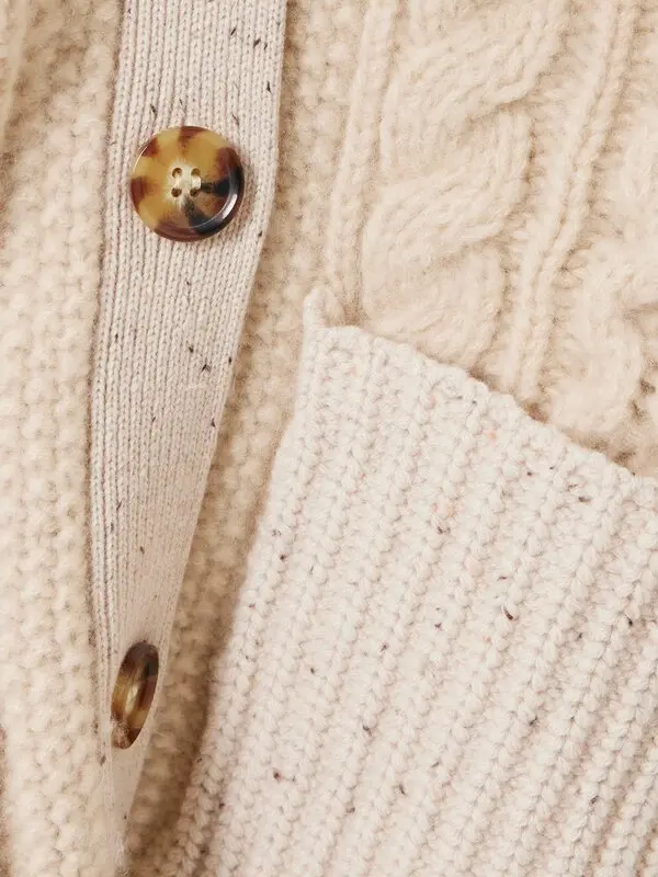 LA LIGNE Nuage Cable-knit Merino Wool And Cashmere-blend Cardigan - Neutrals