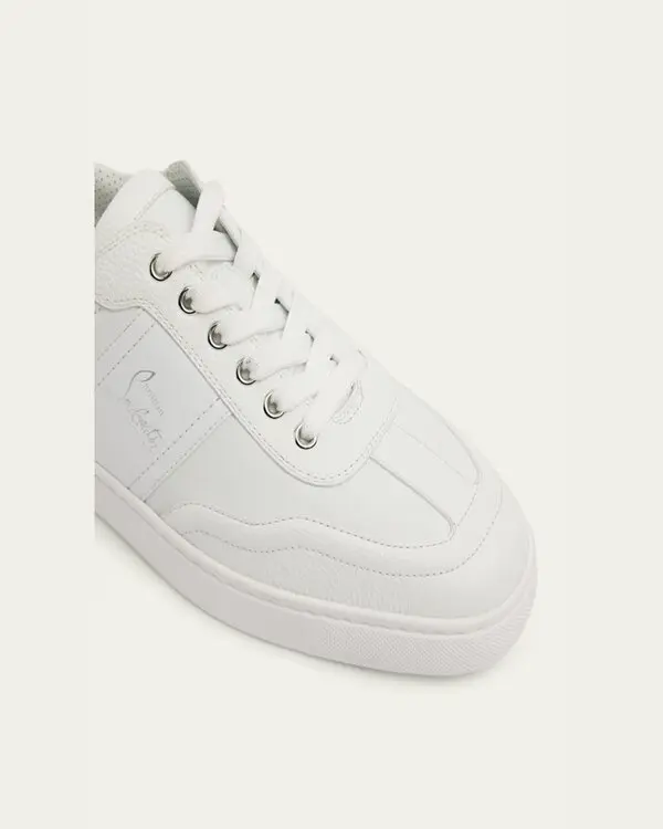 CHRISTIAN LOUBOUTIN Retero Grained Leather Low-top Sneakers - White