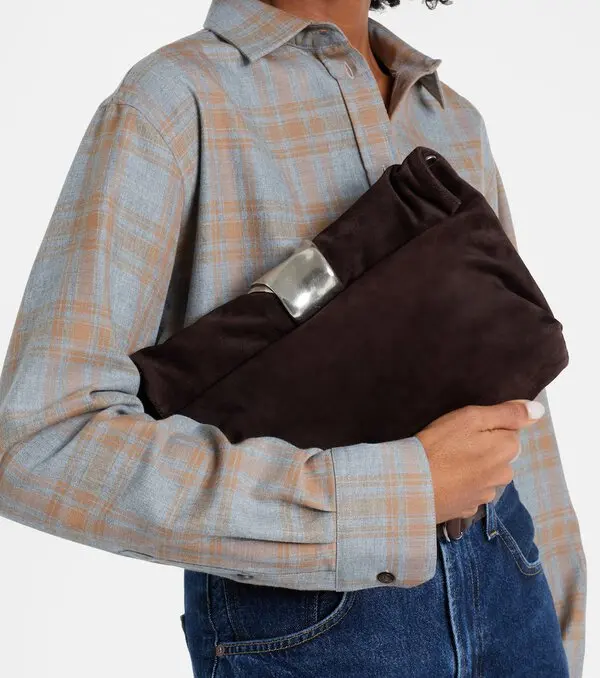 Staud Cuff Suede Clutch - Brown