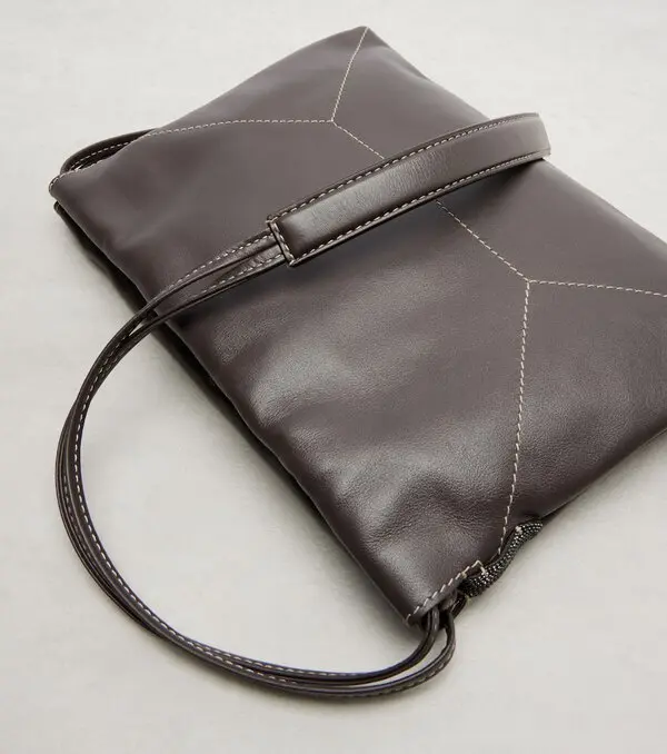Brunello Cucinelli Mini Leather Crossbody Bag - Brown